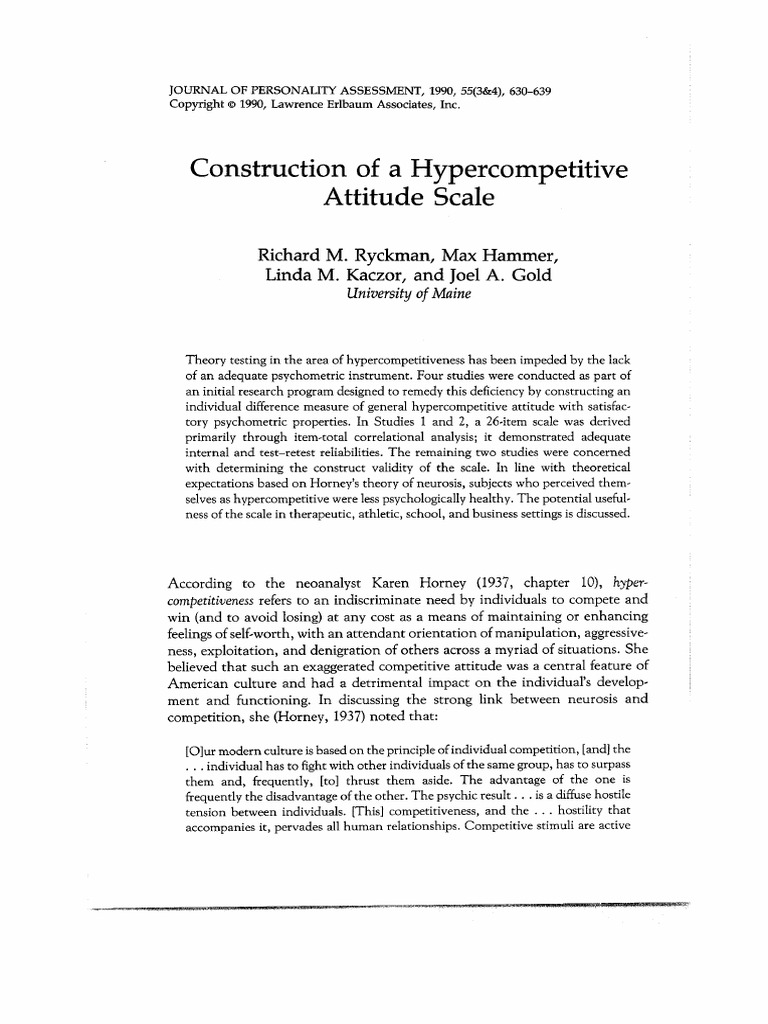 Construction of A Competitive Scale | PDF | Psychometrics | Attitude ...