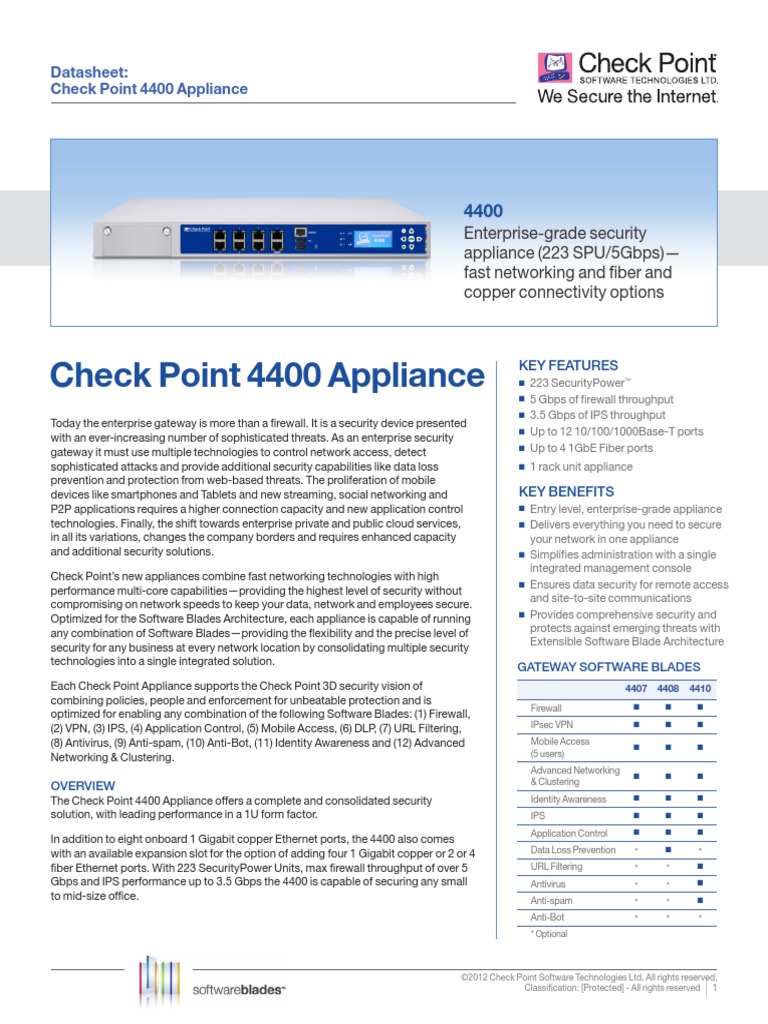 4400 Appliance Datasheet | PDF | Firewall (Computing) | Computer Network