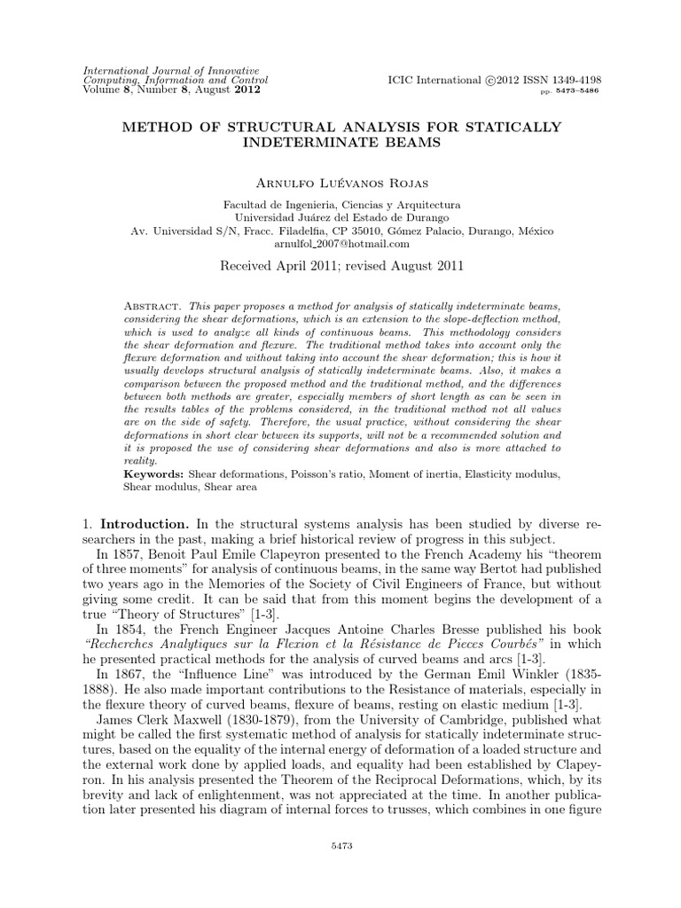 Structural Analysis - Statistically Indeterminate Beams | PDF ...