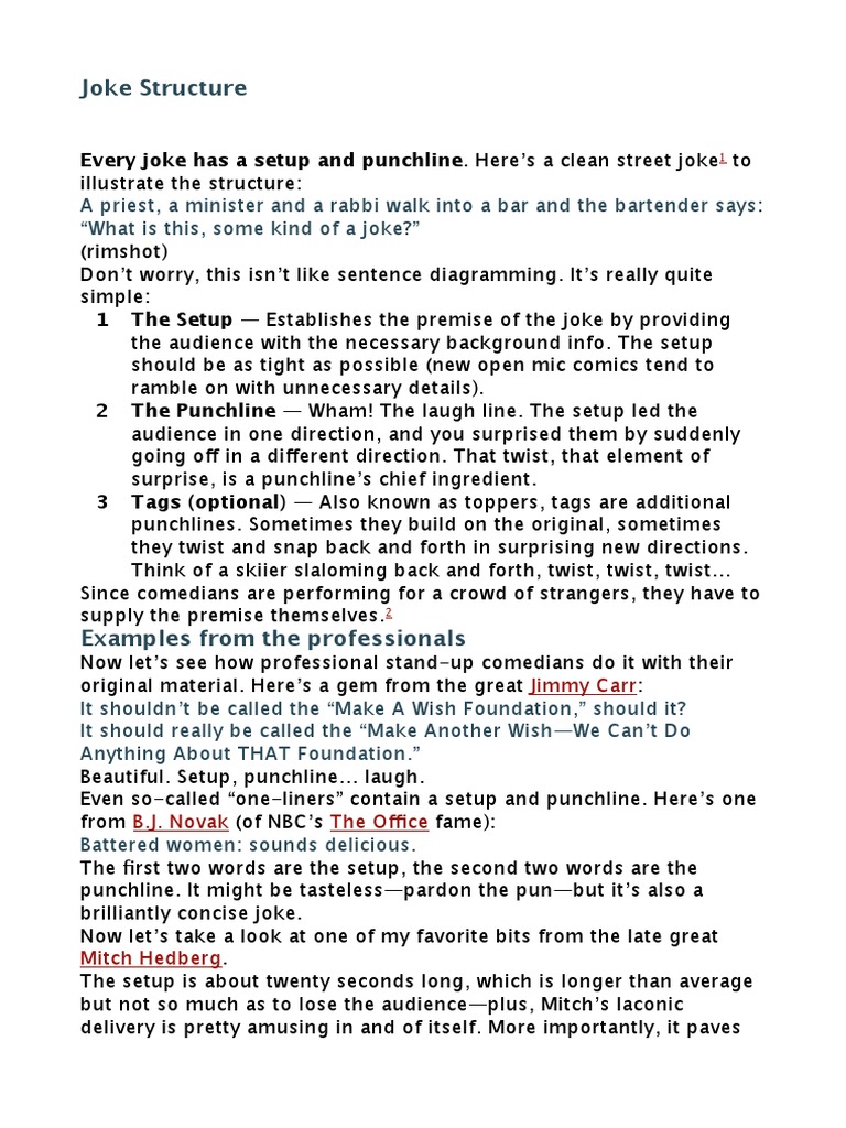 Joke Structure | Jokes | Entertainment