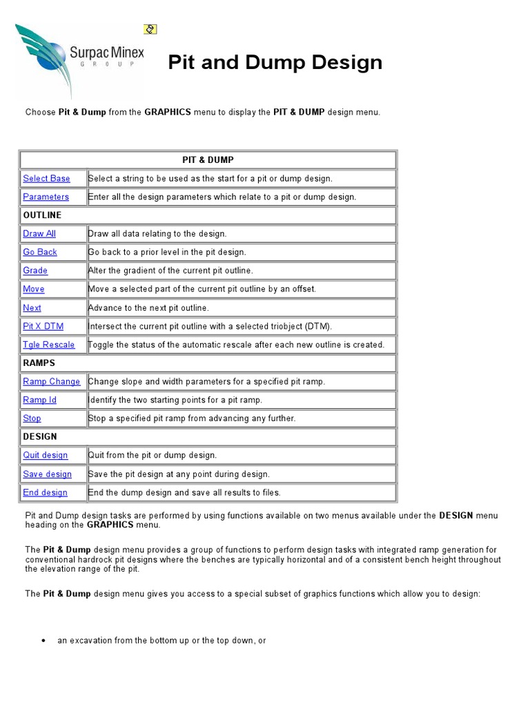 Pit and Dump Design | PDF | String (Computer Science) | Slope