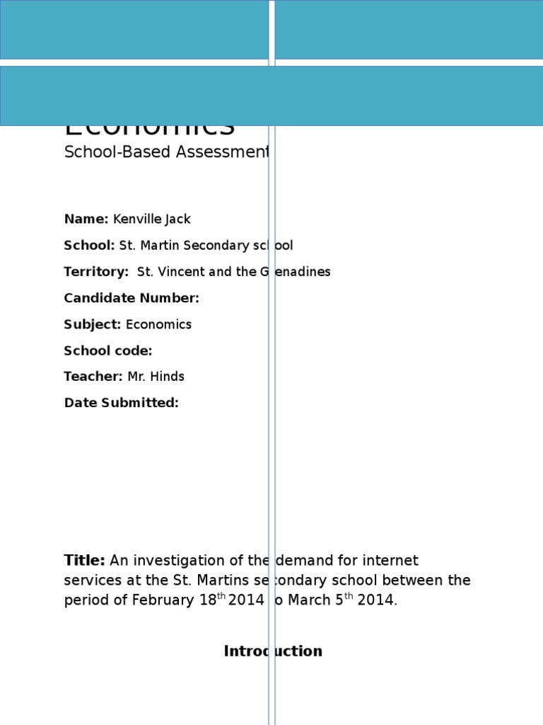 CSEC Economic SBA | PDF | Demand | Price Elasticity Of Demand
