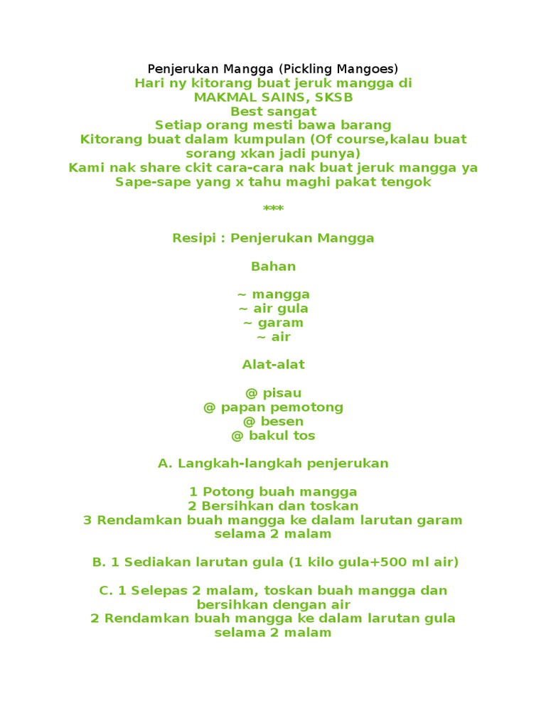 Penjerukan Mangga | PDF
