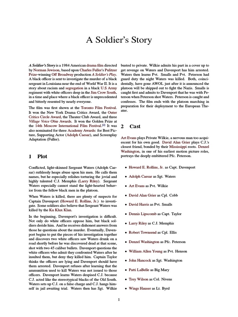 A Soldier's Story | PDF | Leisure | Violence