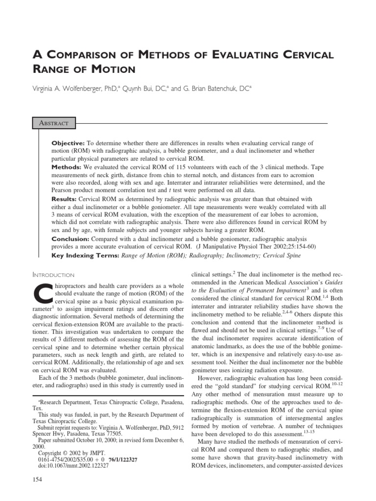 Cervical ROM | PDF | Vertebra | Radiography