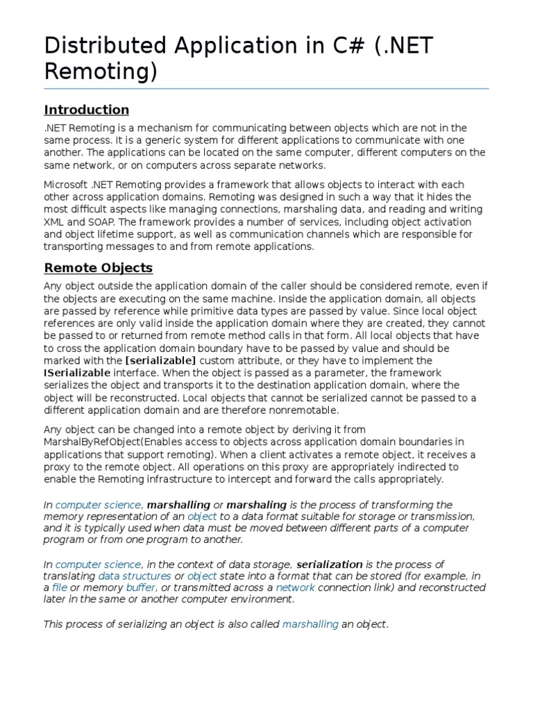 Distributed Application in C# | PDF | Class (Computer Programming ...