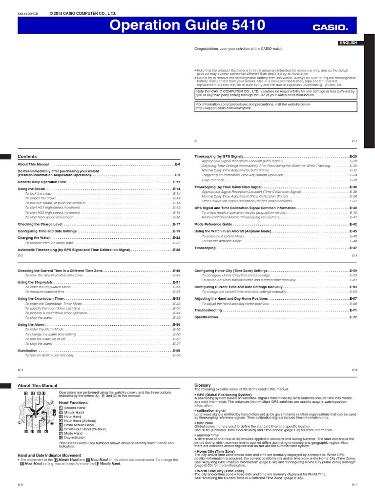 Casio GPW 1000 Manual | PDF | Watch | Global Positioning System