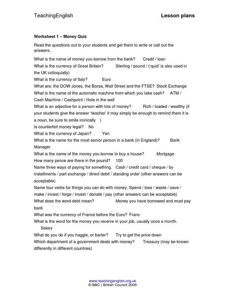 Money Worksheets | PDF