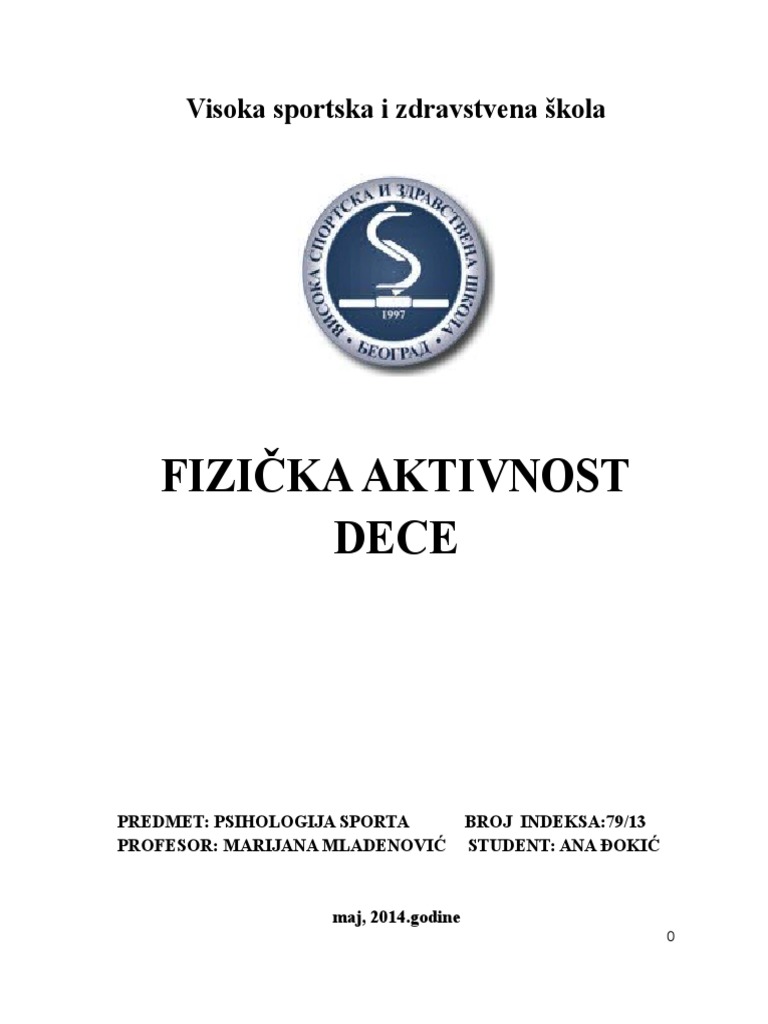 Fizicka Aktivnost Dece | PDF