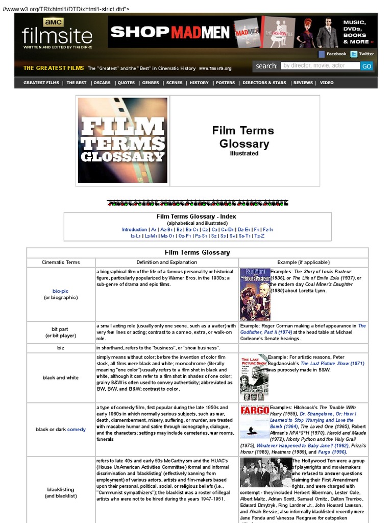 Cinematic Terms - A FilmMaking Glossary3 | PDF | Cinema | Leisure