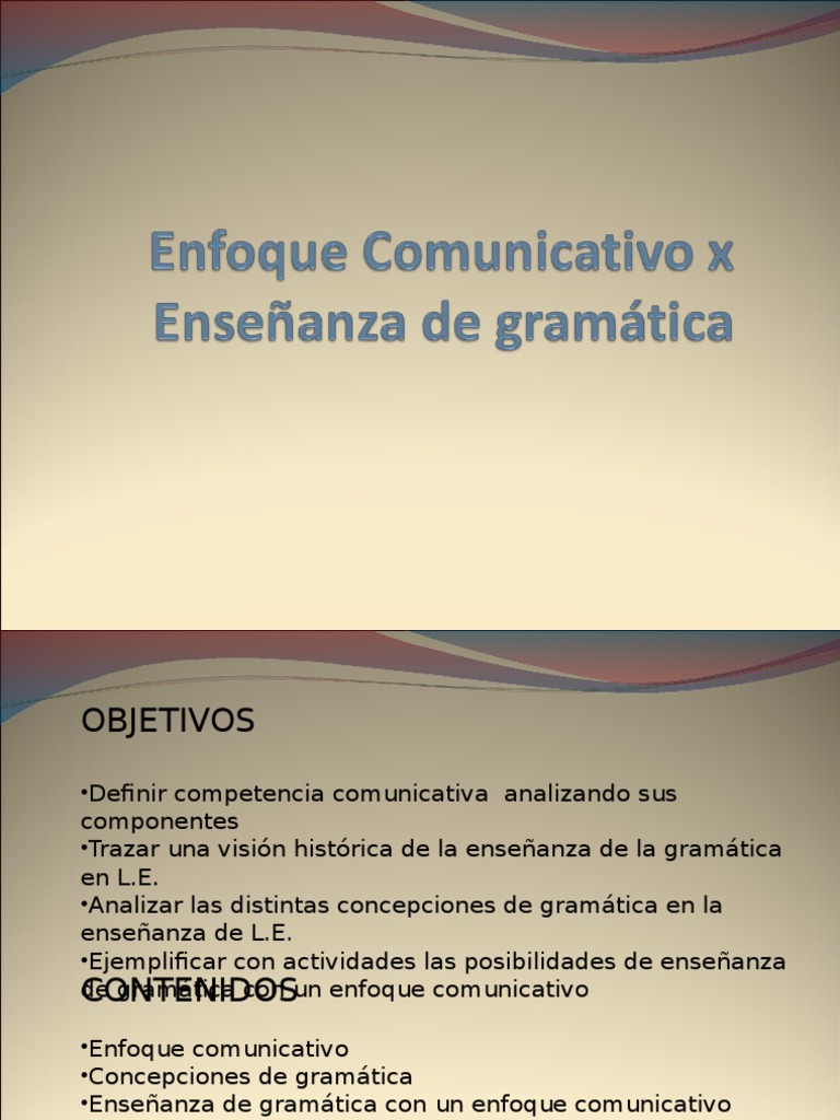 Enseñanza de La Gramática Enfoque Comunicativo | PDF | Gramática ...