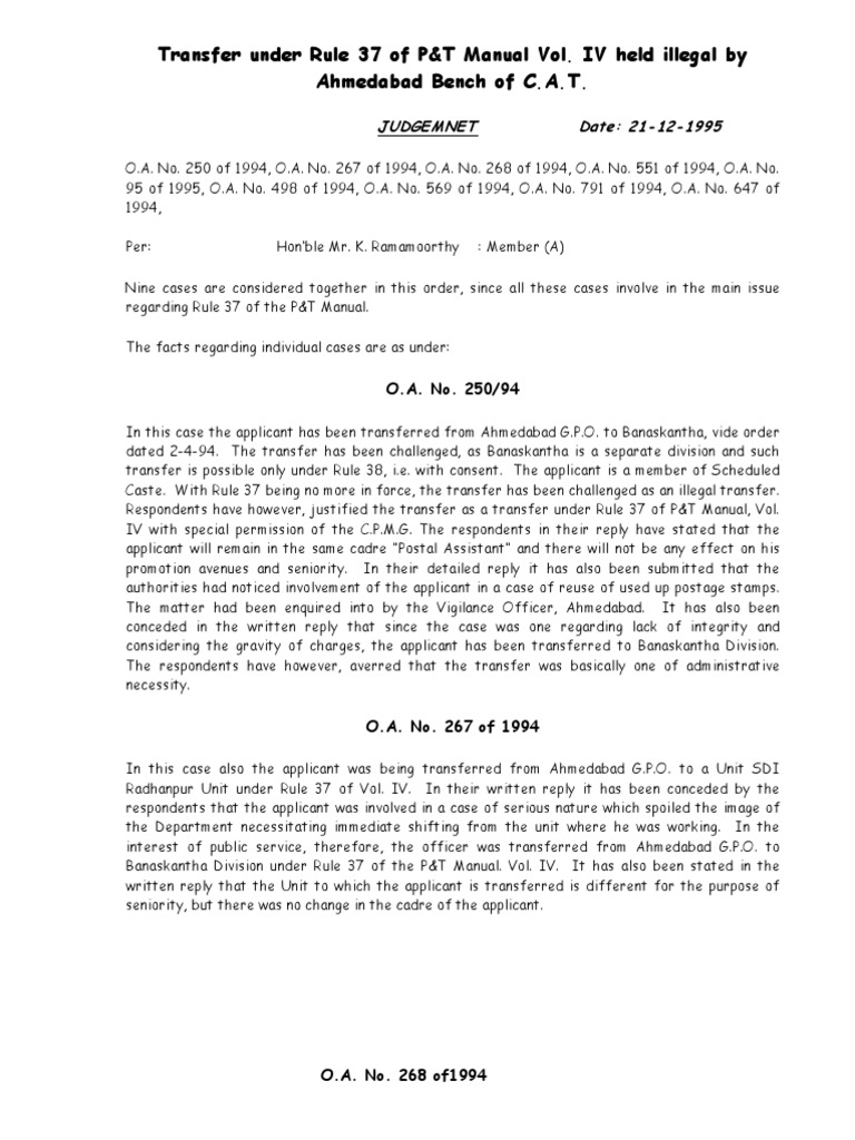 Rule 37 Transfers Deemed Illegal | PDF | Virtue | Justice