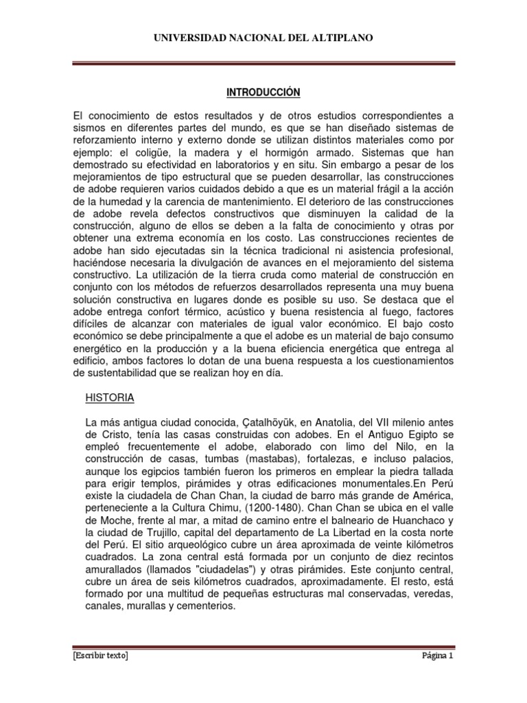 El Adobe Historia y Como Se Hace | PDF | edificio | El hombre hace ...