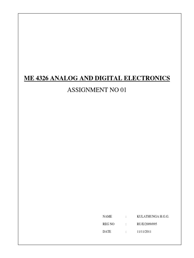 Me 4326 Analog and Digital Electronics: Assignment No 01 | PDF | Gyroscope | Charge Coupled Device