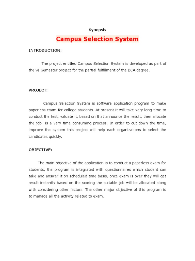 Campus Selection System | PDF | Internet | Microsoft Sql Server