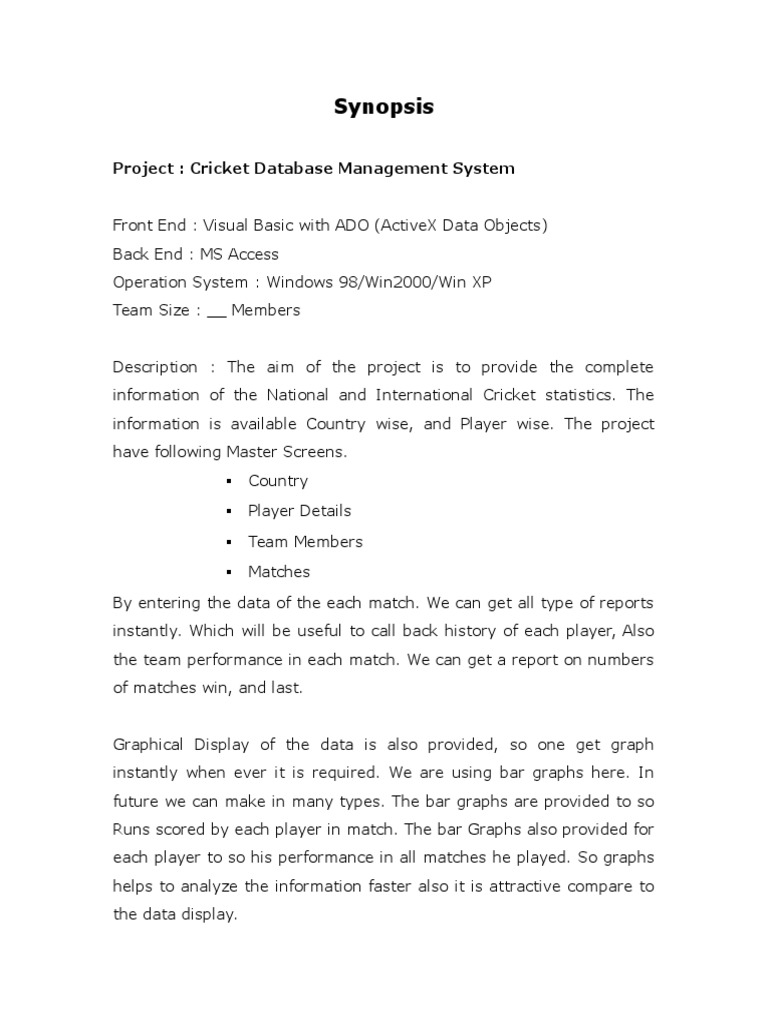 Cricket Database Management | Download Free PDF | Microsoft Access ...
