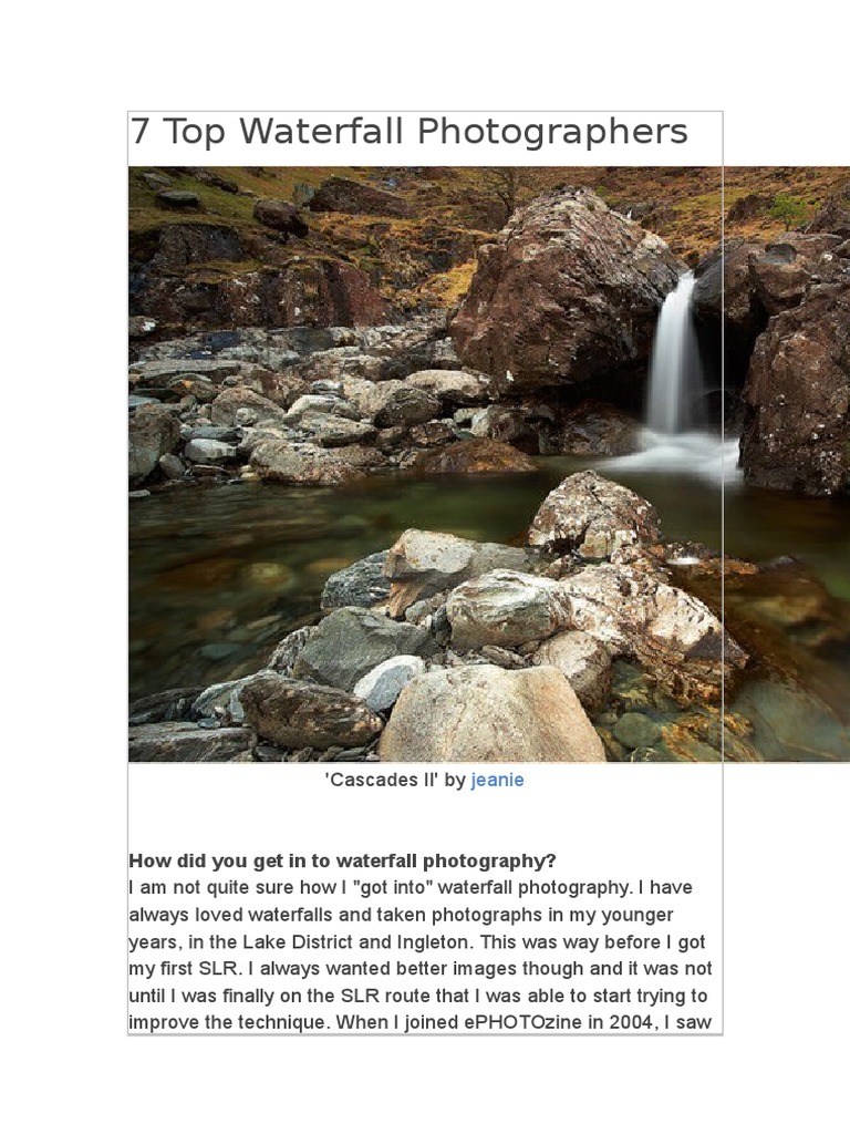 7 Top Waterfall Photographers | PDF | Exposure (Photography) | Shutter ...