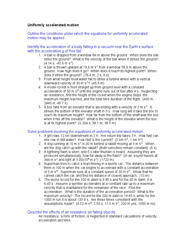Lesson 2 - Uniform Acceleration | PDF | Acceleration | Physical Quantities