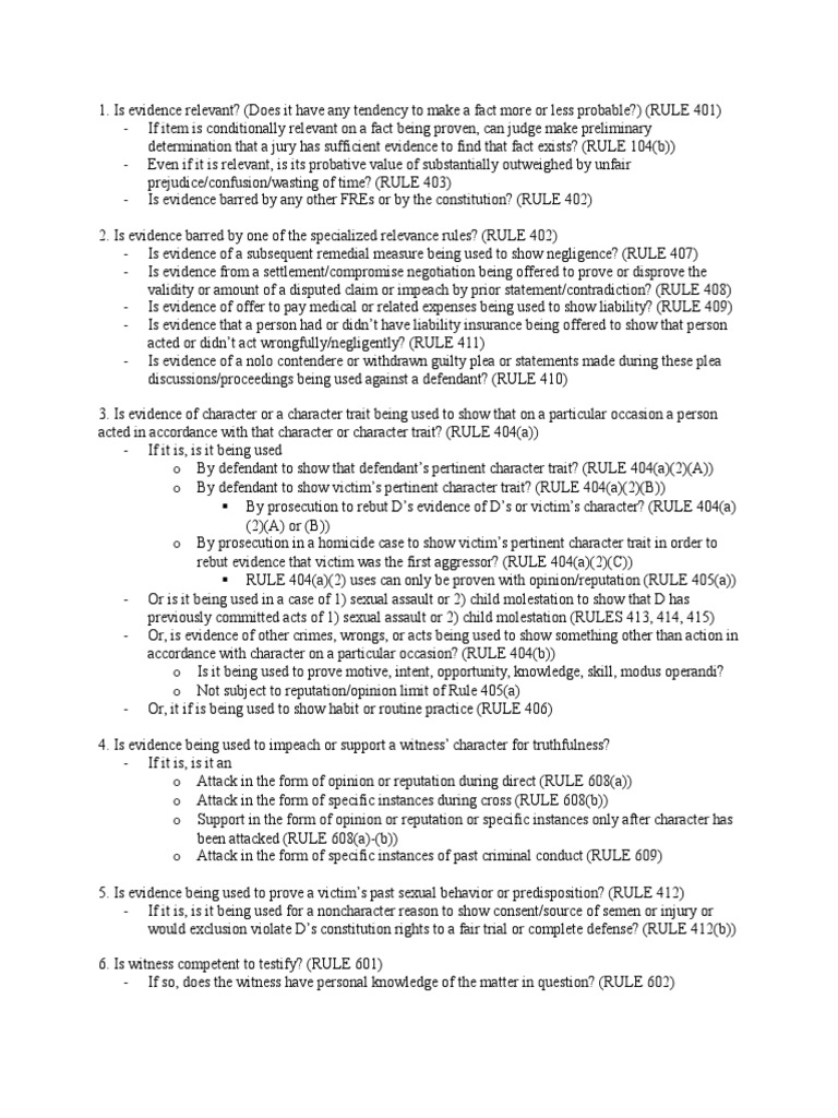 Evidence Flowchart | PDF | Hearsay In United States Law | Hearsay