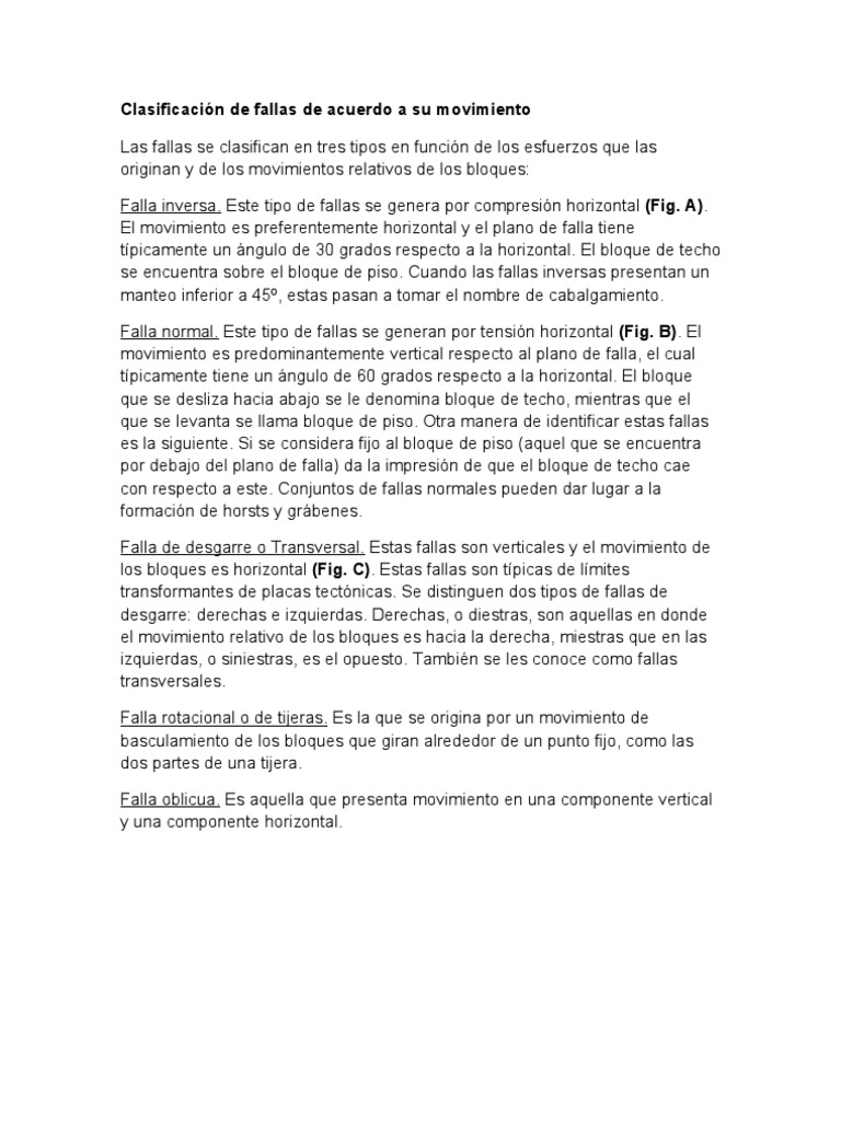 Clasificación de Fallas de Acuerdo A Su Movimiento | PDF | Falla ...