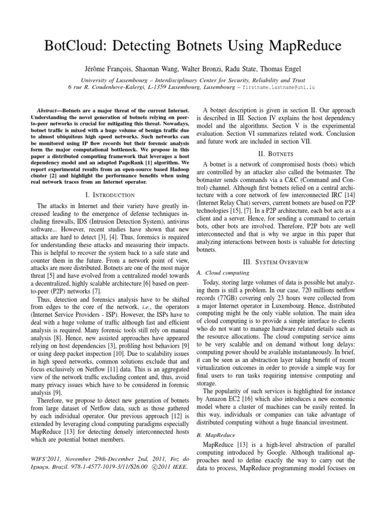 Detecting Botnets Using MapReduce | PDF | Apache Hadoop | Map Reduce