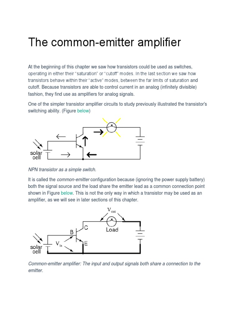 The Common-Emitter Amplifier | PDF | Amplifier | Bipolar Junction ...