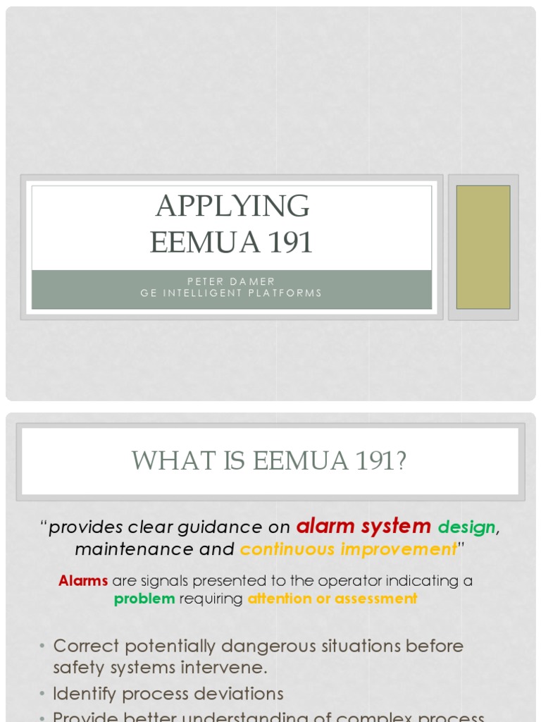 EEMUA 191 Compliance for Alarm Systems | PDF | Analysis | Evaluation