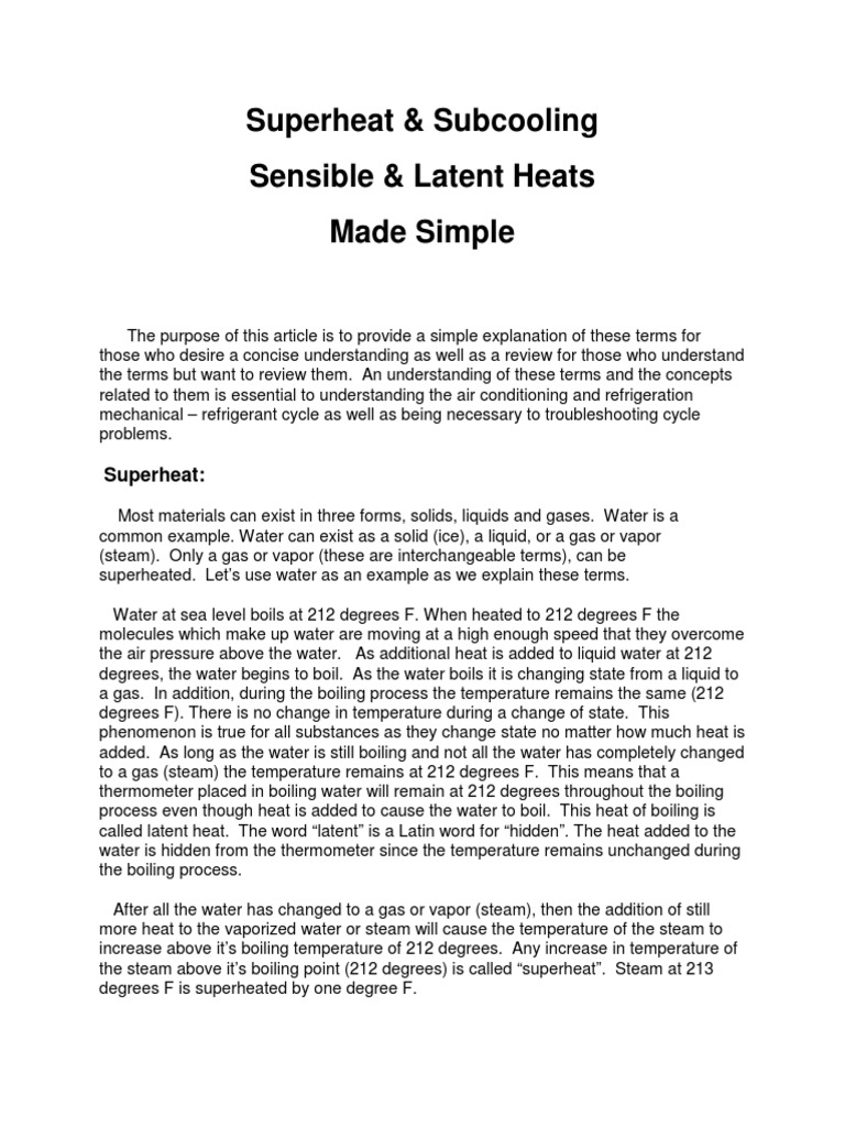 Superheat and Subcooling Made Easy PDF | PDF | Boiling | Air Conditioning