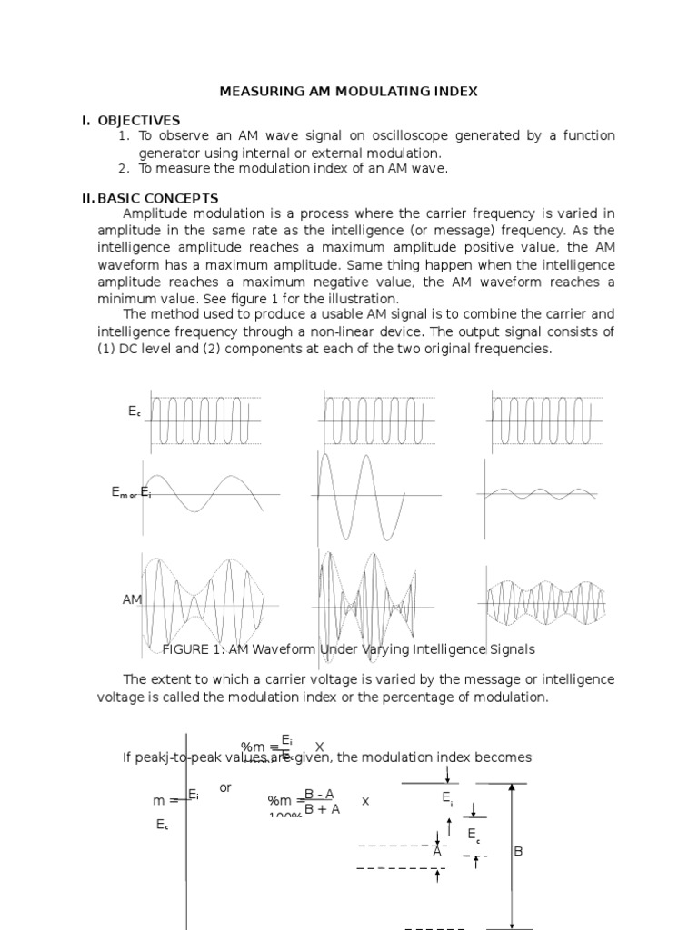 Measuring Am Modulation Index Pdf Amplitude Modulation