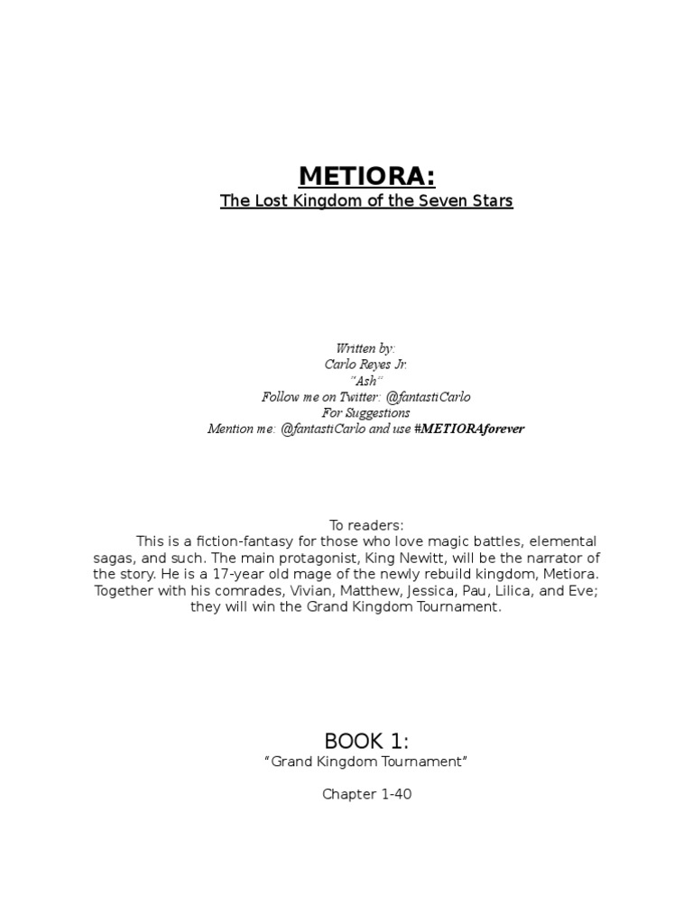 The Lost Kingdom: METIORA | PDF | Thunder | Magician (Fantasy)