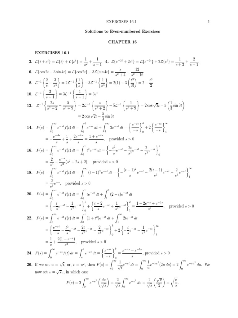 Calculus For Engineers: Chapter 16 - Laplace Transforms - Solutions ...