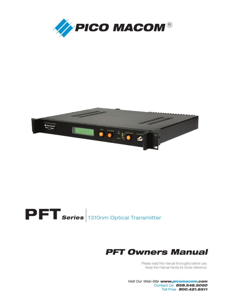 Pico Macom: PFT Owners Manual | PDF