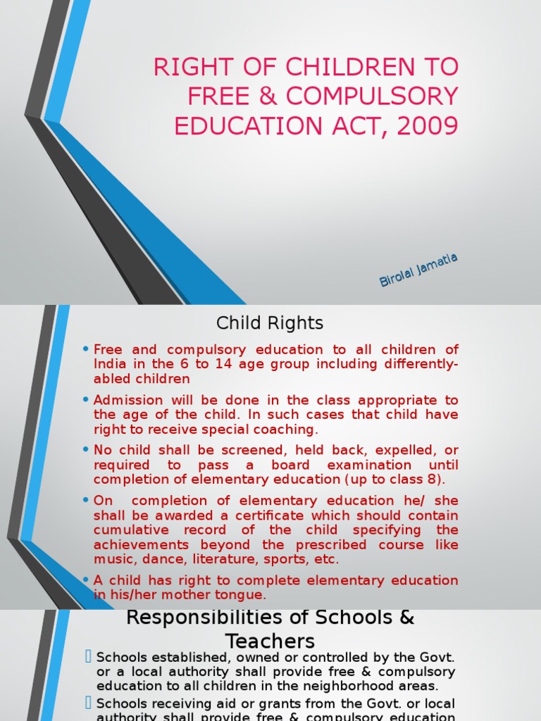 RIGHT TO EDUCATION ACT SUMMARY | PDF | Sharing | Primary Education