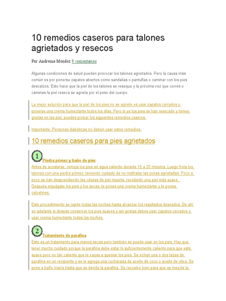 10 Remedios Caseros para Talones Agrietados y Resecos | PDF | Té ...