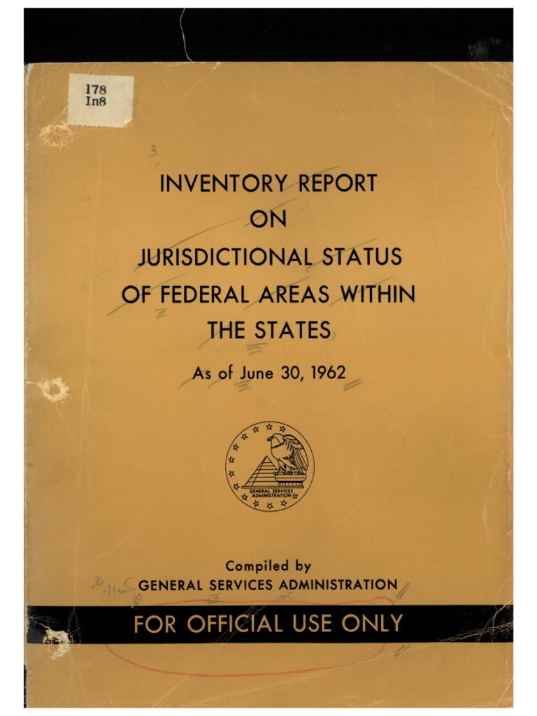 Introduction Inventory Report On Jurisdictional Status of Federal Areas ...