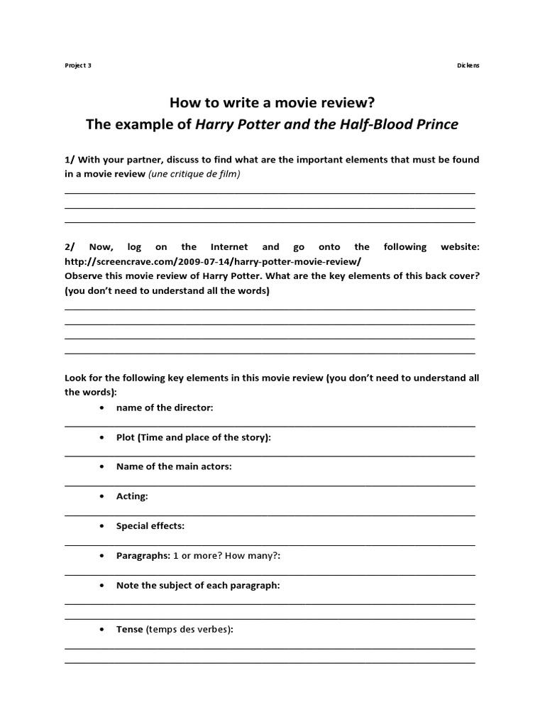 Writing a Harry Potter Movie Review | PDF