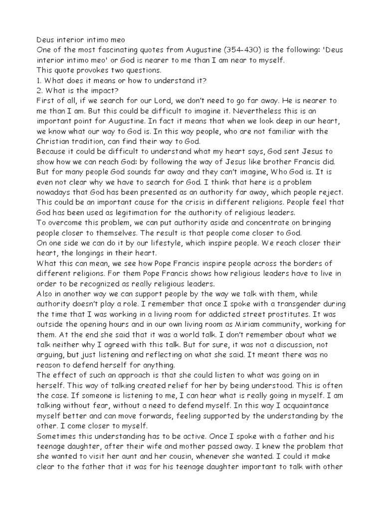 3 Deus Interior Intimo Meo | PDF | Pope Francis | Jesus