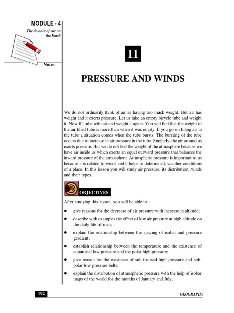Pressure and Winds | Wound | Atmospheric Pressure