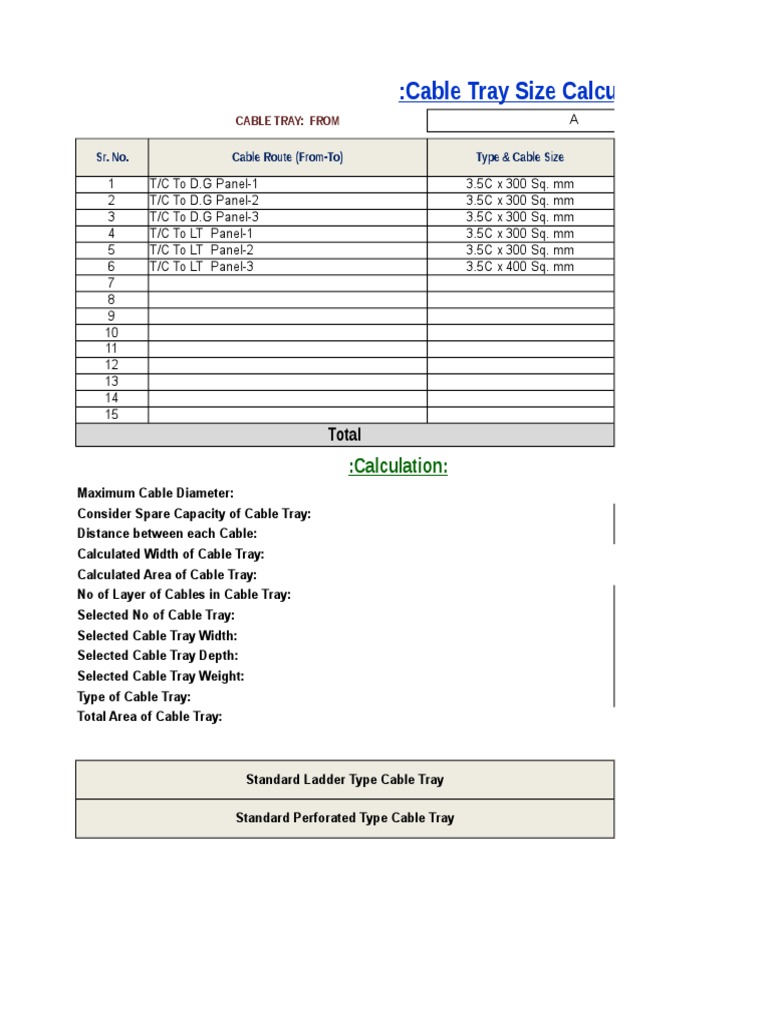 Calculate Cable Tray Size-Gooood | PDF | Equipment | Nature