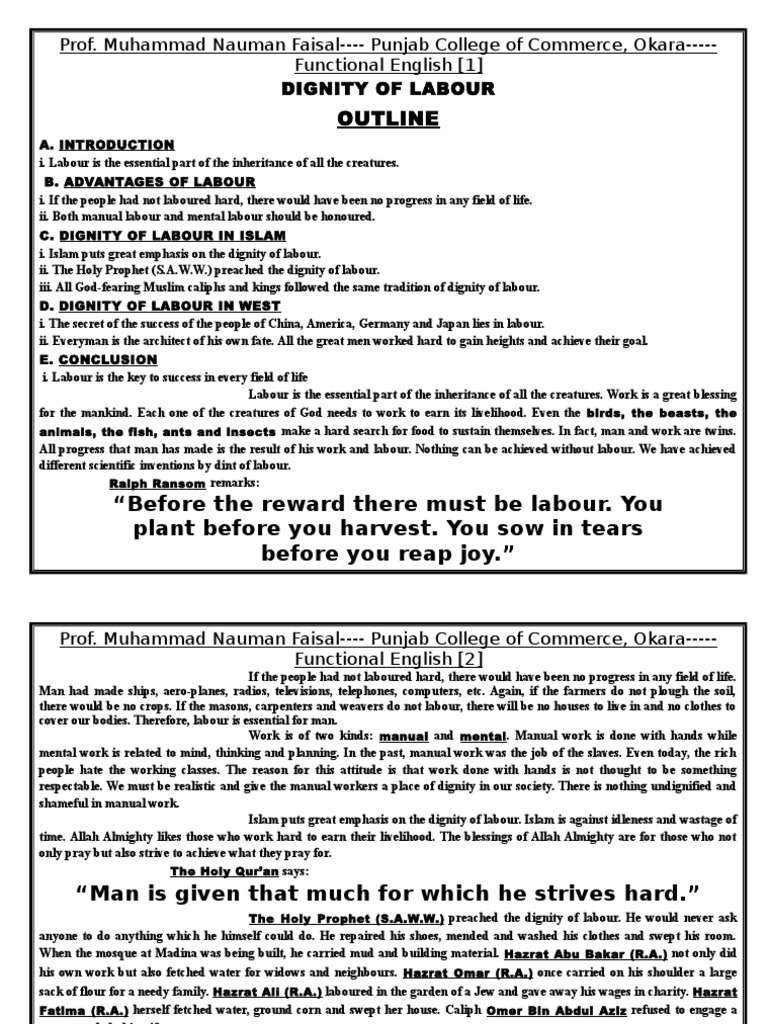 Dignity of Labour | PDF | Caliphate | Muhammad