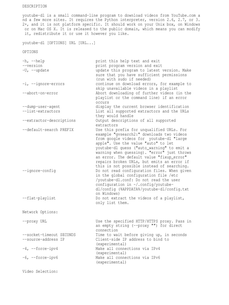 Youtube DL Man Page | PDF | Filename | Command Line Interface