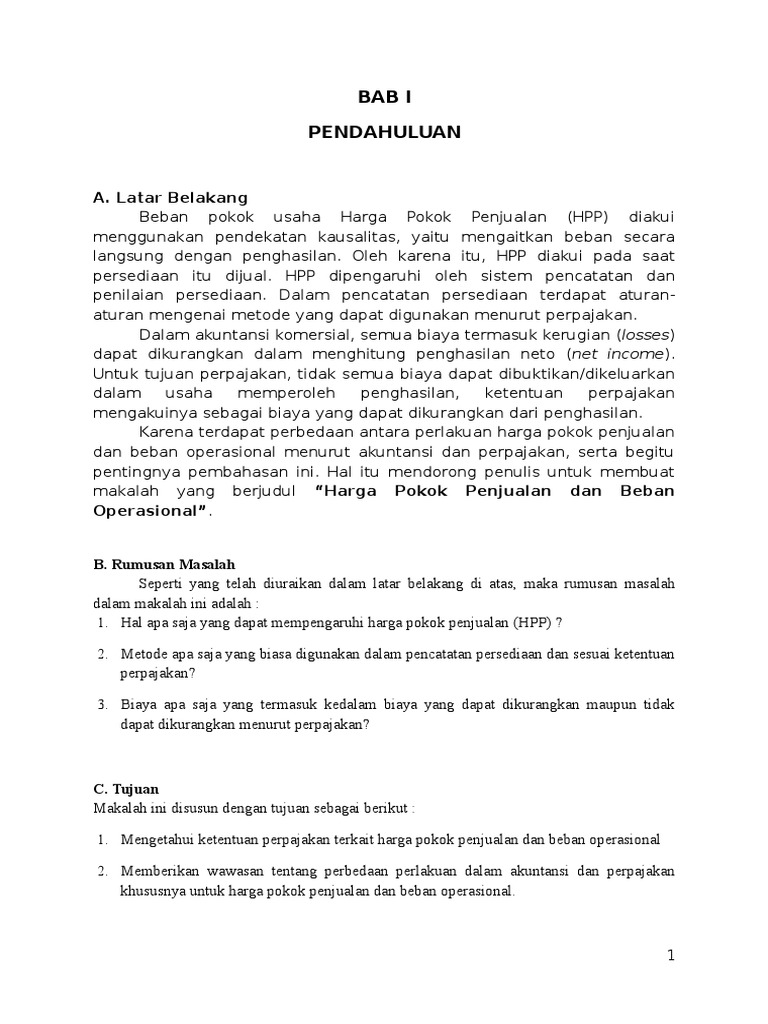 Isi Makalah HPP & Beban Operasional | PDF