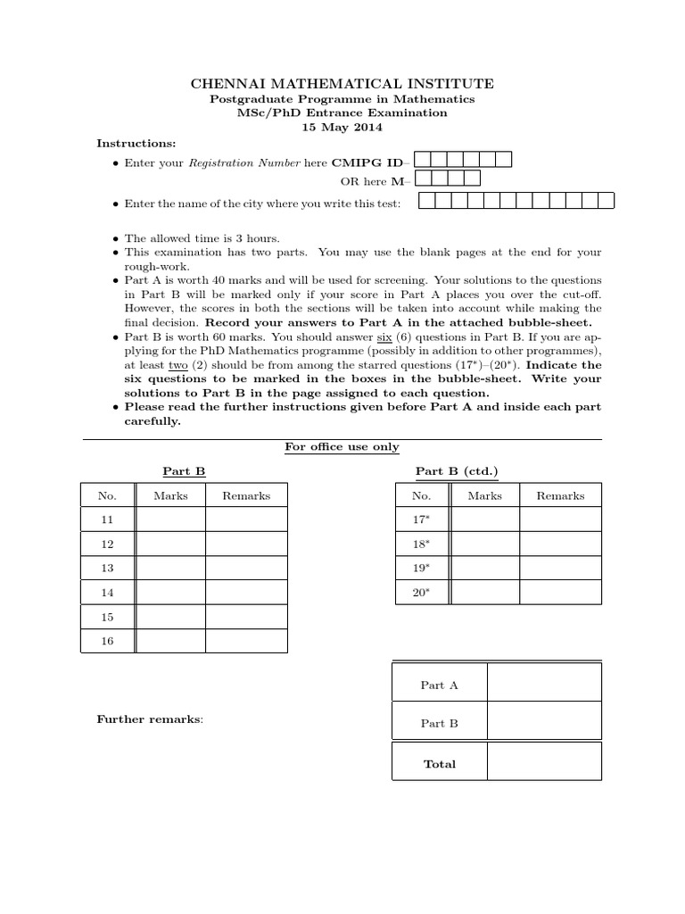 PG Math 2014 | PDF | Field (Mathematics) | Group (Mathematics)
