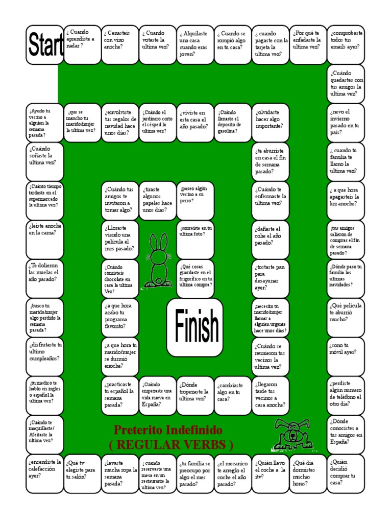 Preterito Indefinido Regular Board Game 2 | PDF