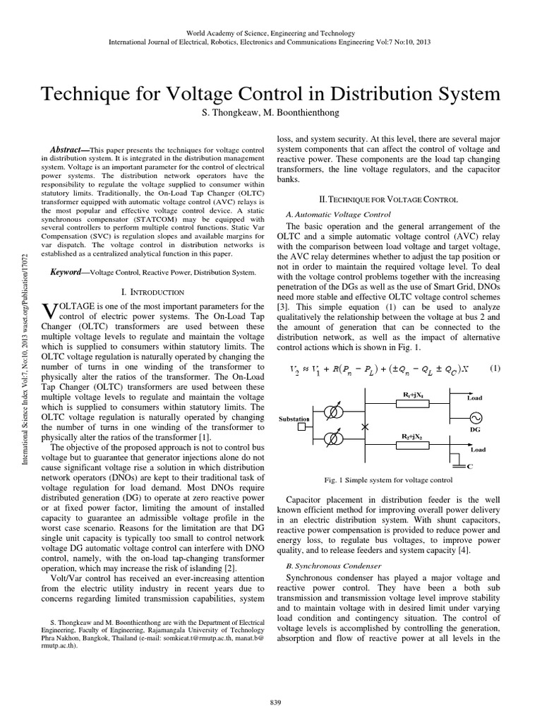 Voltage Control Techniques in Distribution | PDF | Transformer ...