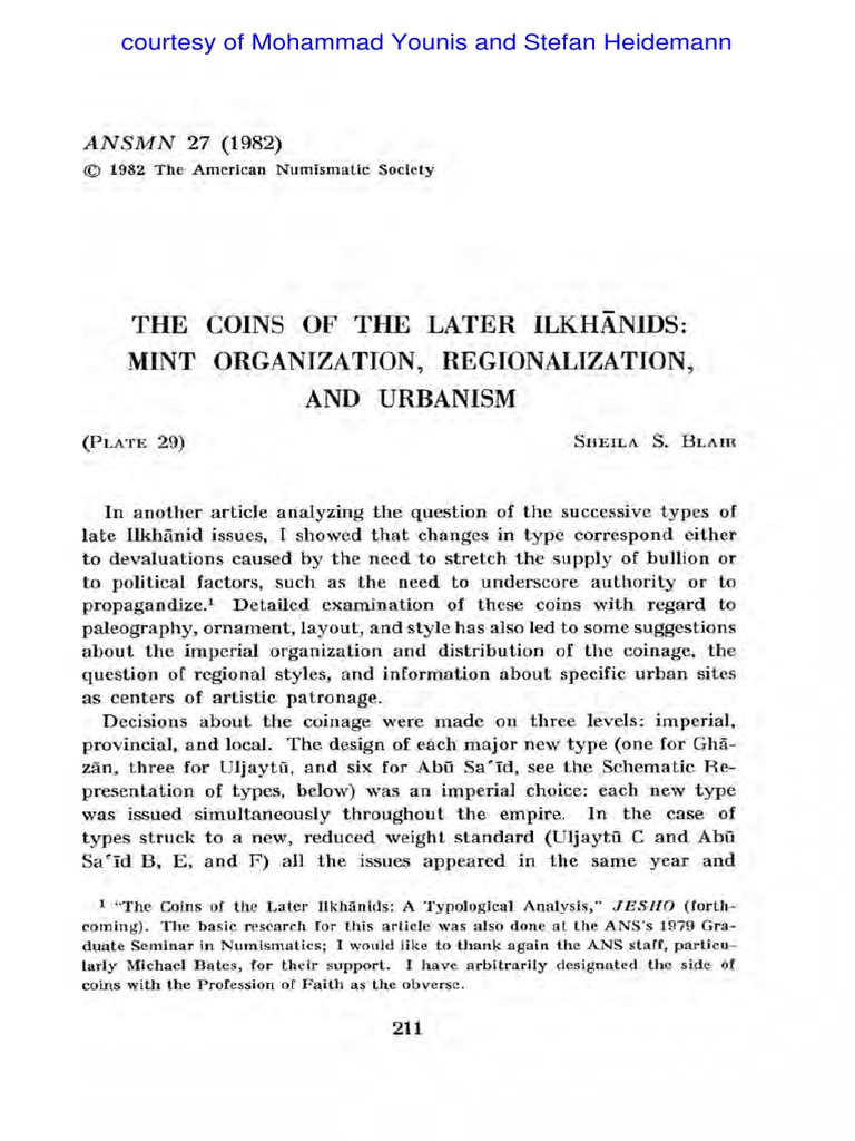 The Coins of The Later Ilkhanids: Mint Organization, Regionalization ...