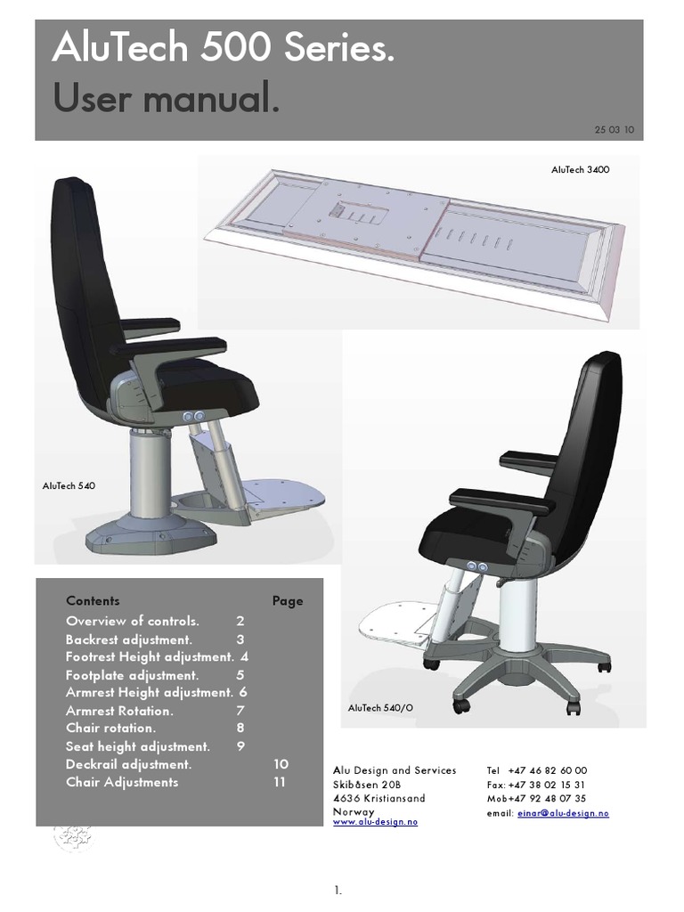 AluTech 500. User Manual | PDF | Chair | Lock (Security Device)