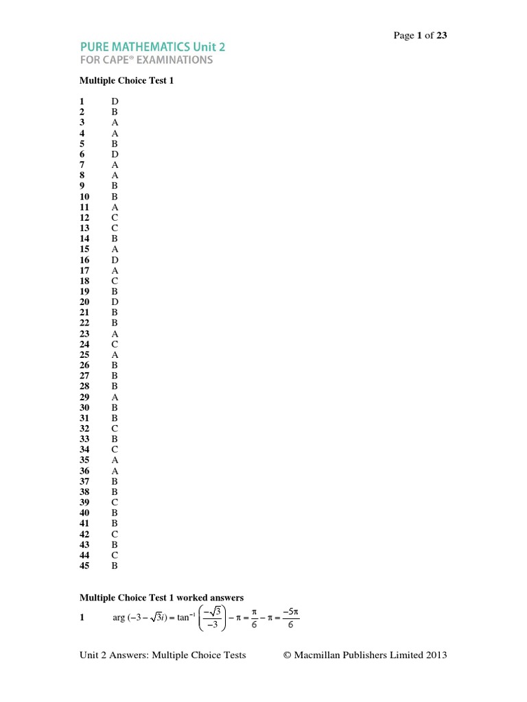 Unit 2 Multiple Choice Tests Answers | PDF | Geometry | Elementary Geometry