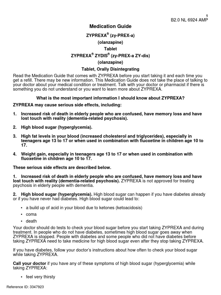 Zyprexa 020592 S 063,021086 S 041 LBL | PDF | Hyperglycemia | Olanzapine