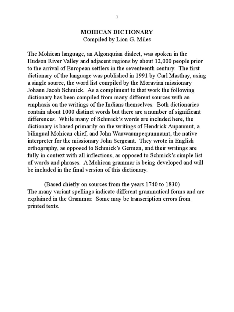 Mohican Language Dictionary Overview | PDF | Encodings | Data Transmission